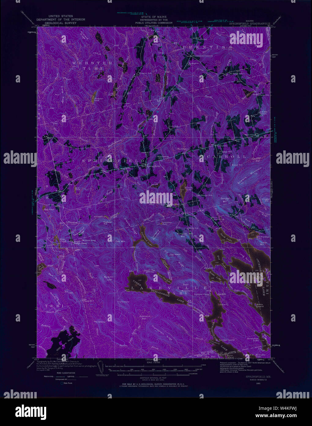 Maine USGS Historical Map Springfield 306793 1931 62500 Inversion ...