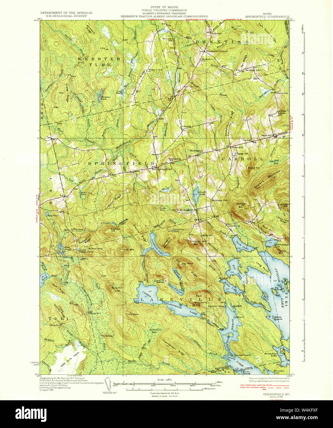 Maine USGS Historical Map Springfield 460906 1934 62500 Restoration ...