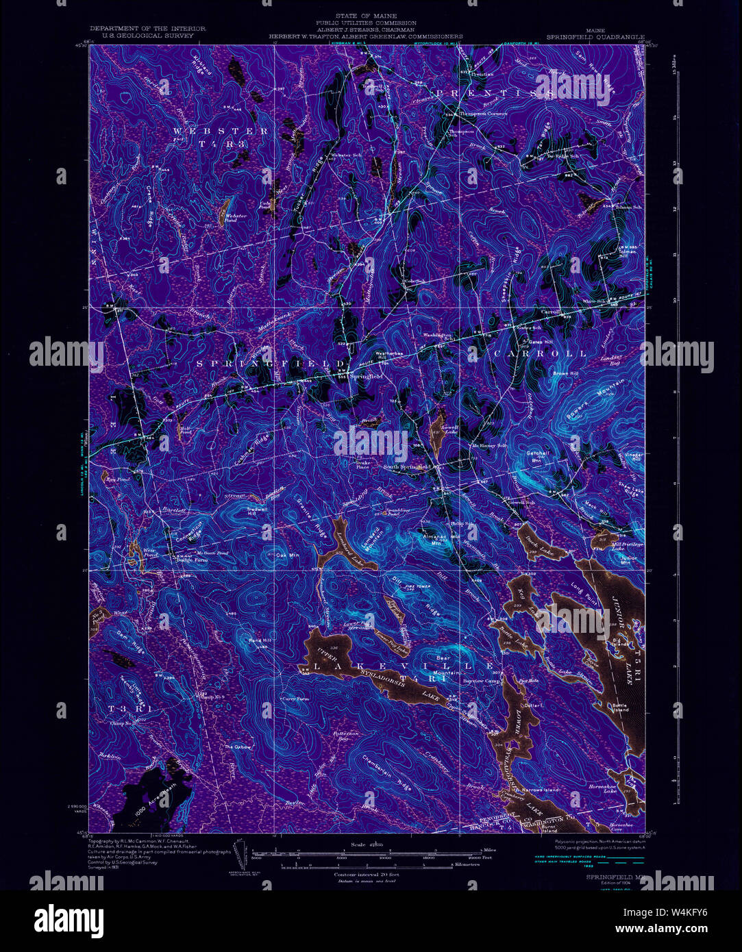 Maine USGS Historical Map Springfield 460906 1934 62500 Inversion ...