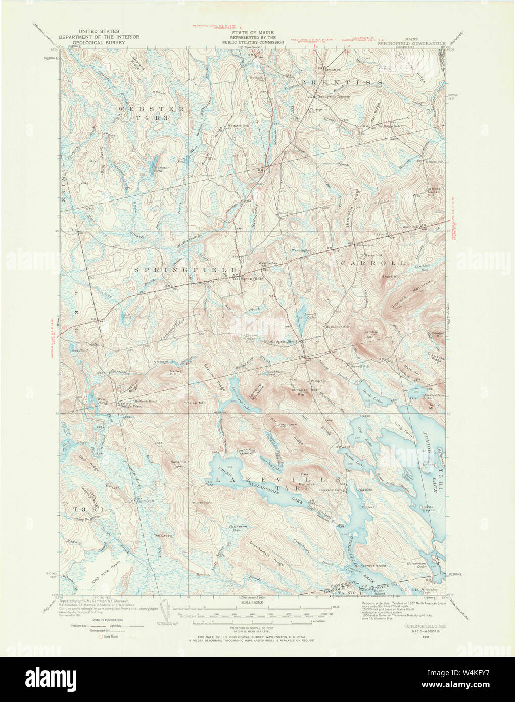 Maine USGS Historical Map Springfield 306794 1931 62500 Restoration ...