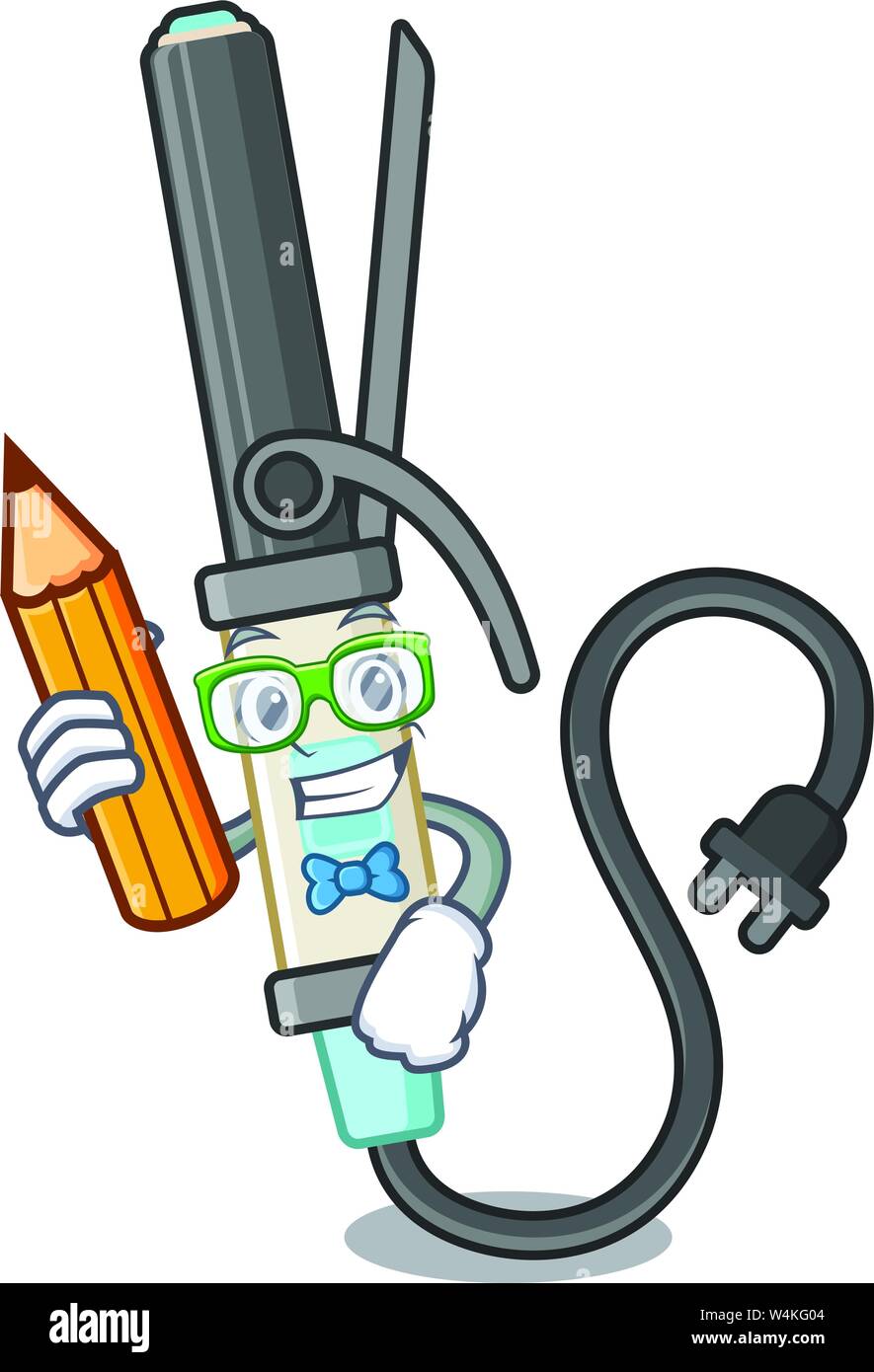 Student iron curling in cartoon makeup bag vector illustration Stock ...