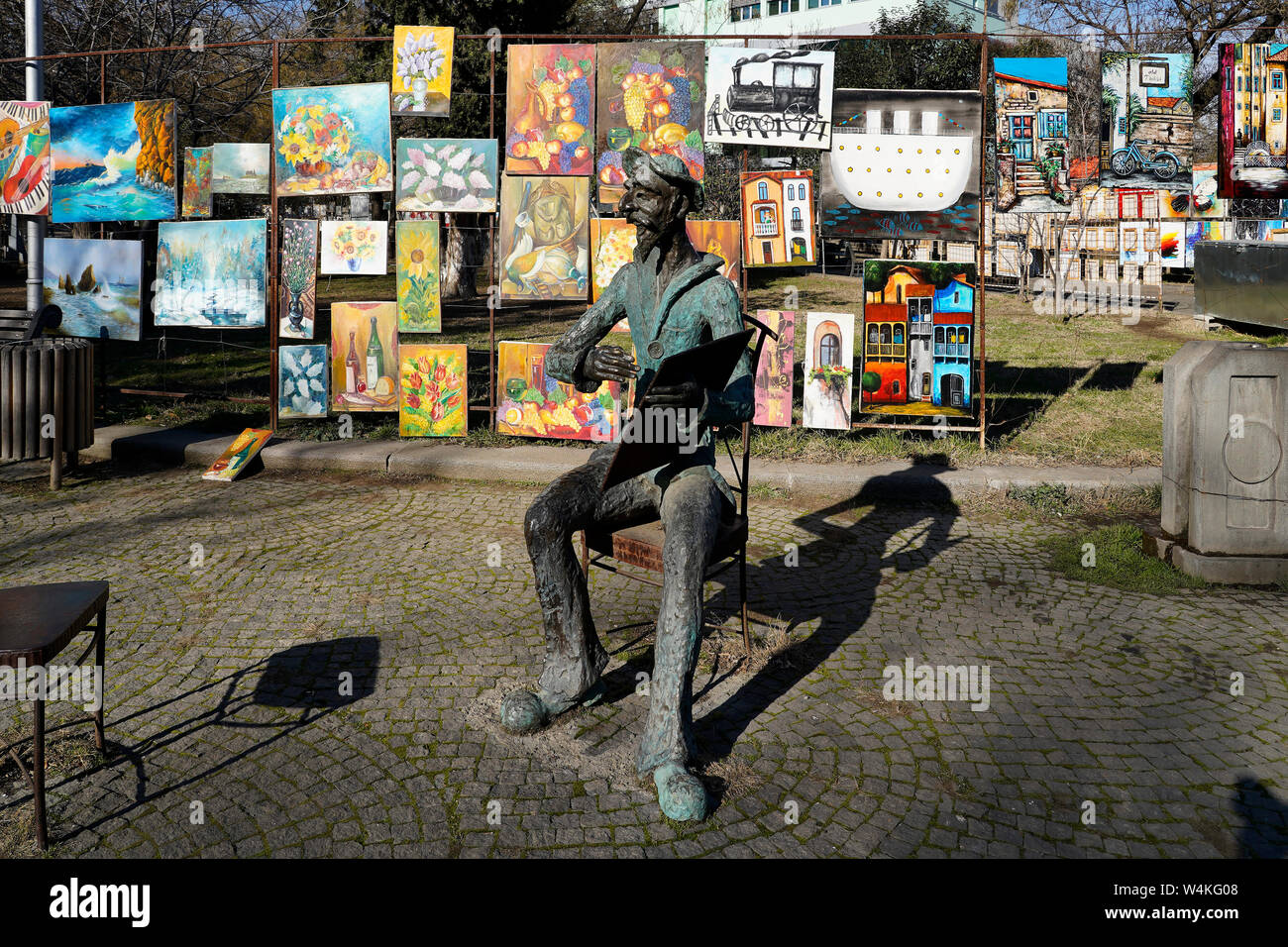 The bronze statue of the famous Georgian painter Niko Pirosmani ...