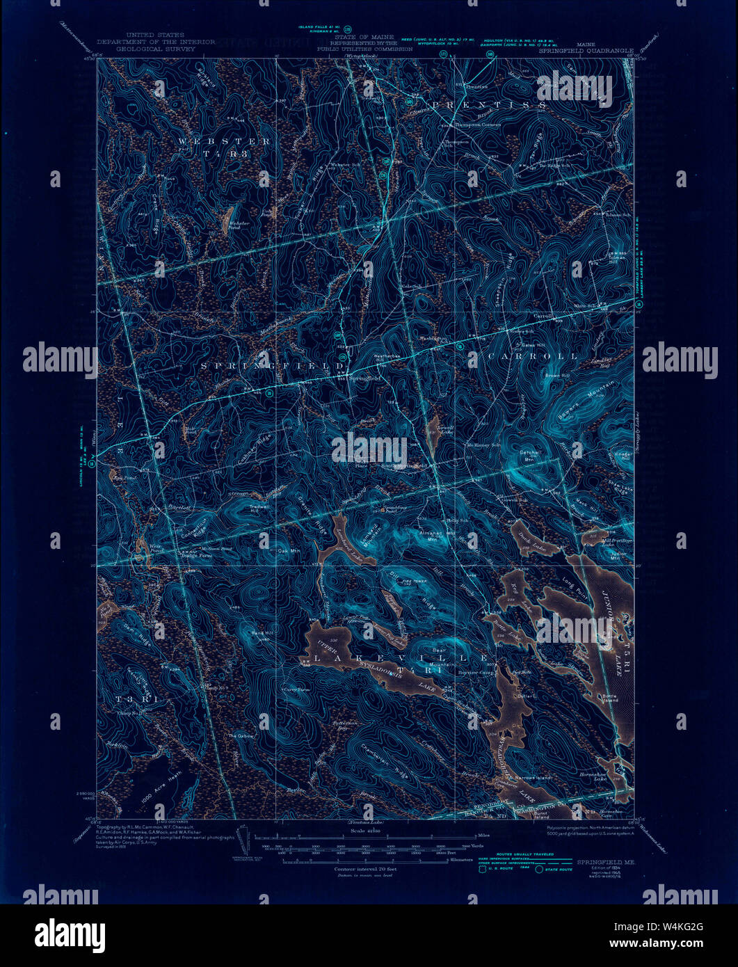 Maine USGS Historical Map Springfield 460908 1934 62500 Inversion ...