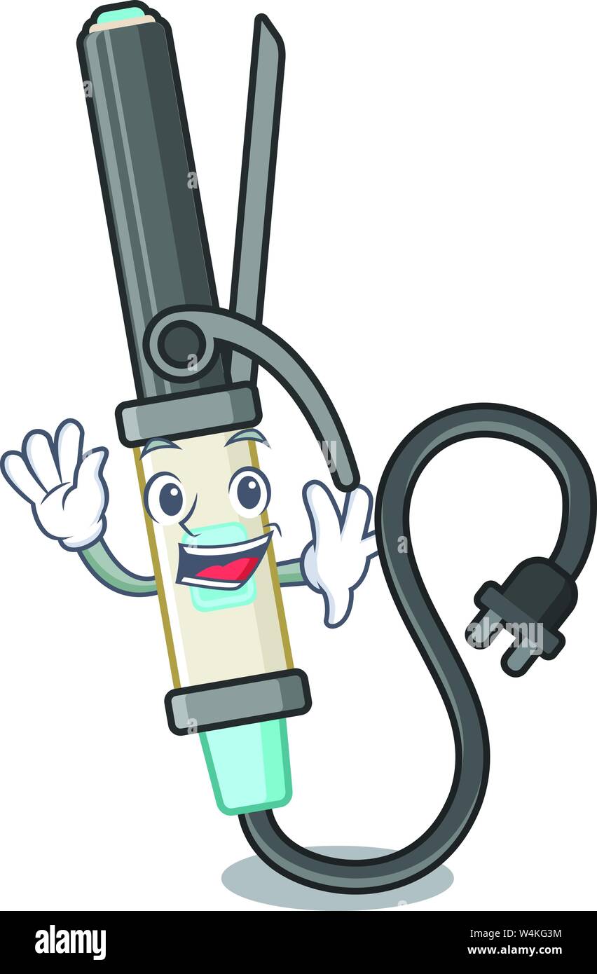 Waving iron curling in cartoon makeup bag vector illustration Stock ...