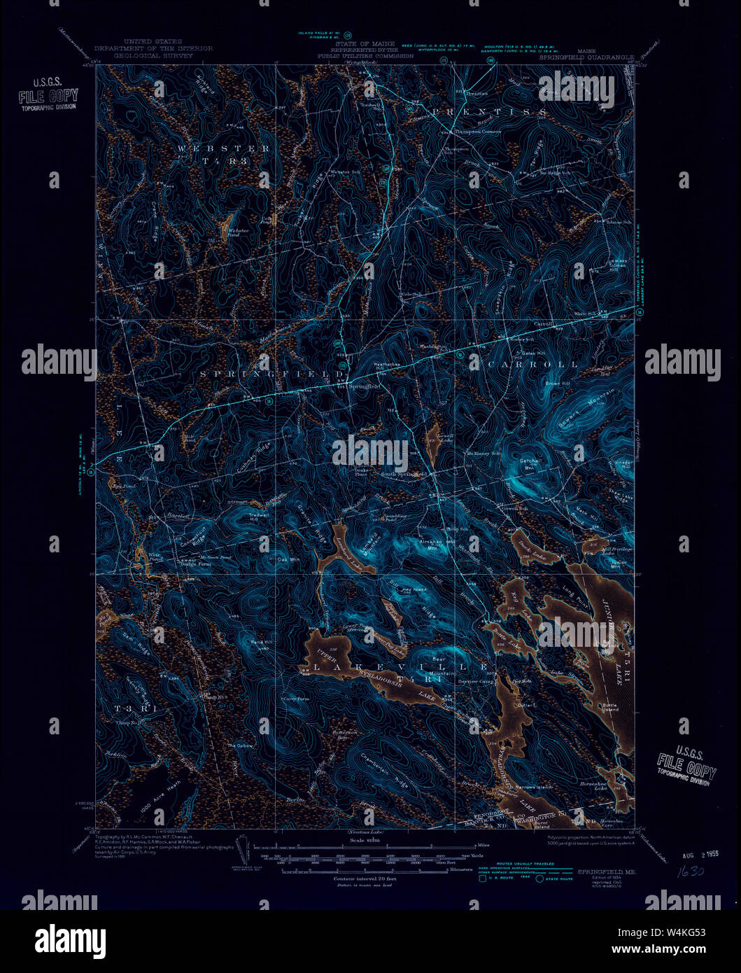 Maine USGS Historical Map Springfield 461072 1934 62500 Inversion ...