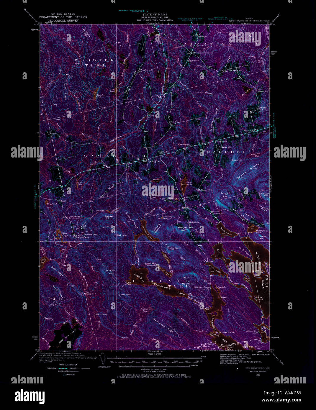 Maine USGS Historical Map Springfield 460910 1931 62500 Inversion ...
