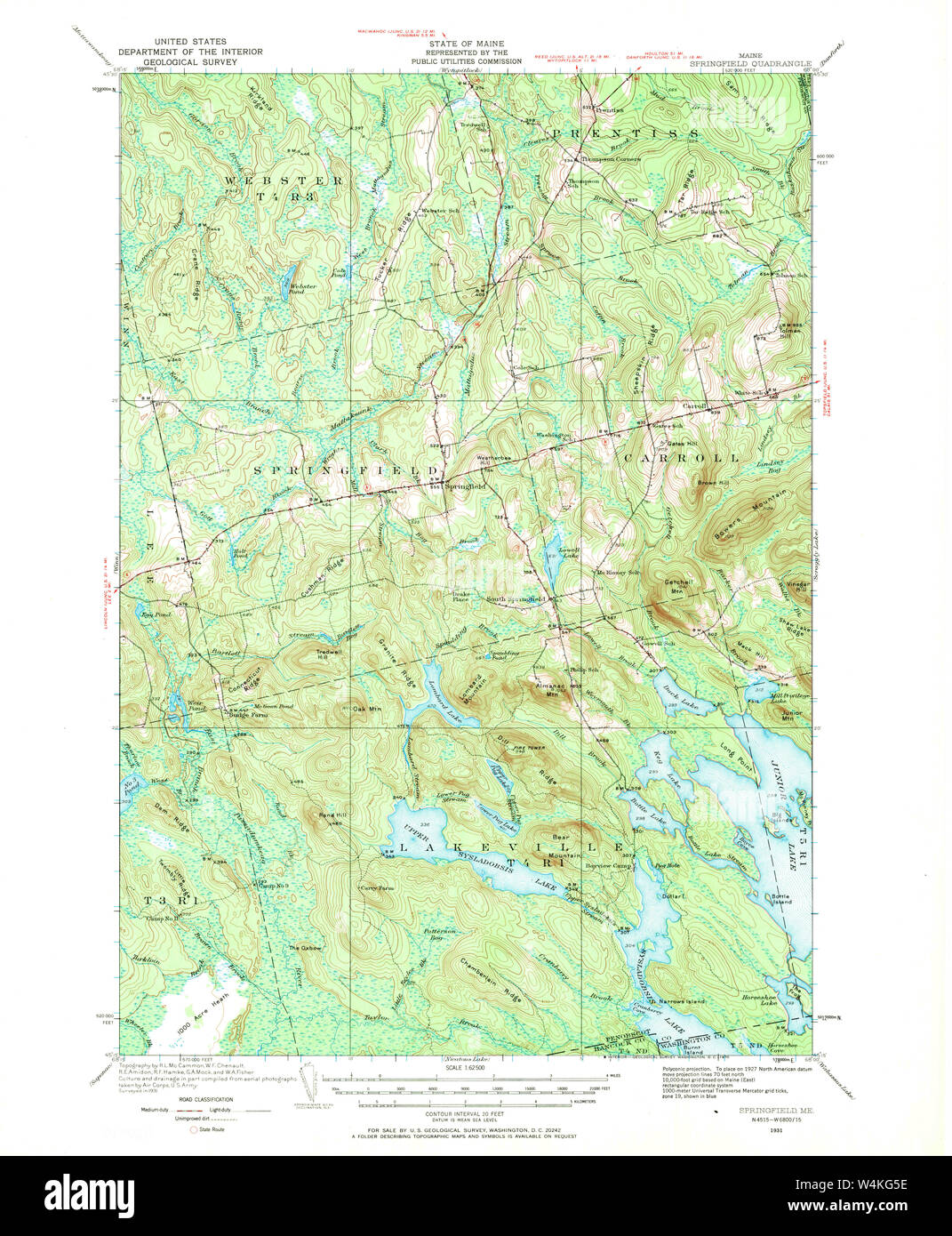 Maine USGS Historical Map Springfield 460910 1931 62500 Restoration ...