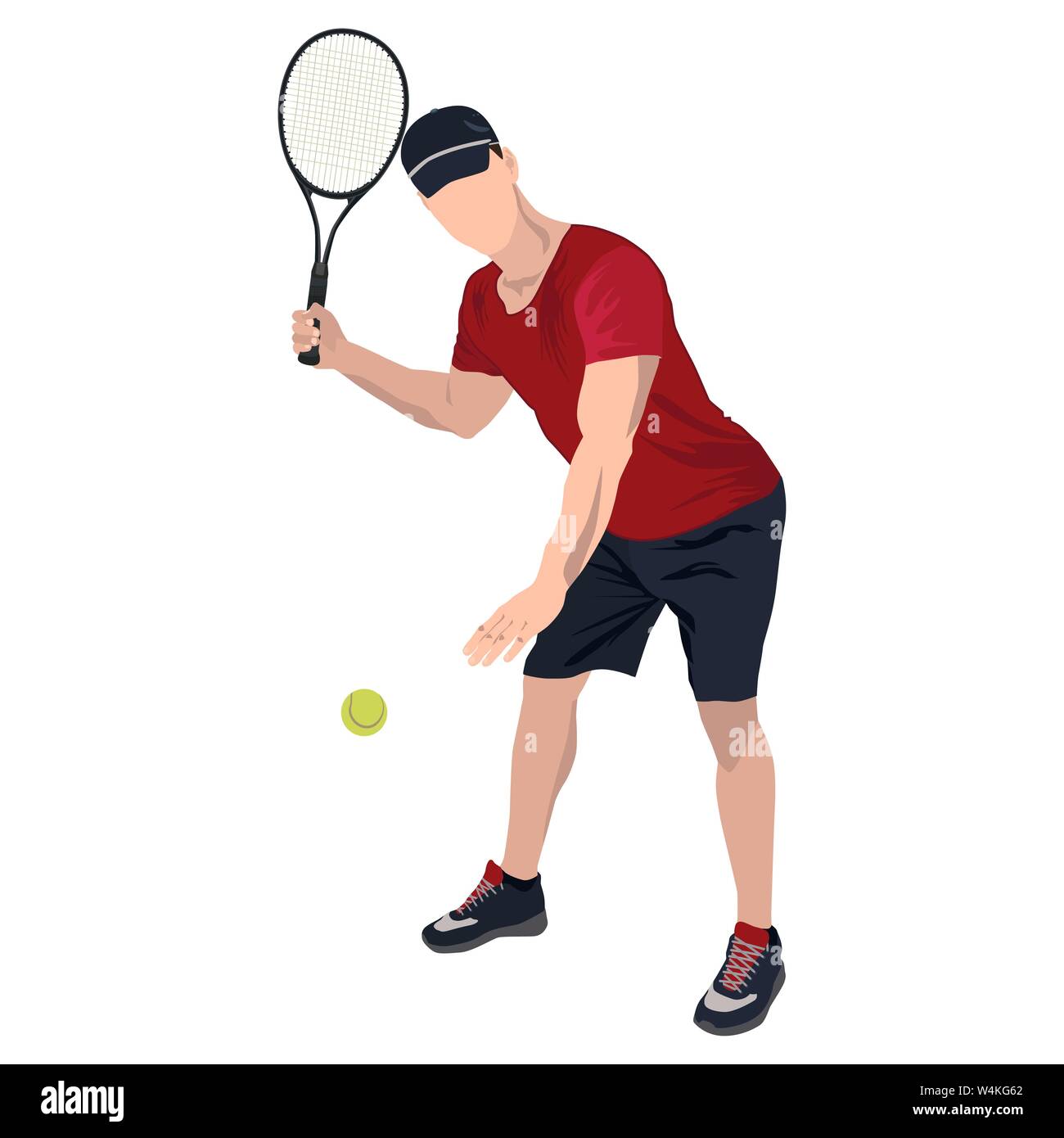 Tennis player with ball and racket, vector flat isolated illustration ...