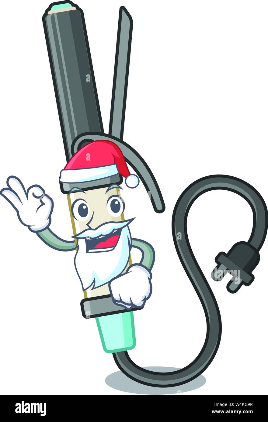 Santa curling iron above dressing table character vector illustration ...