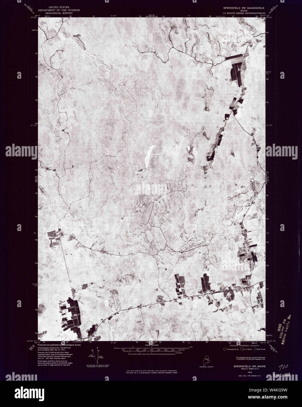 Maine USGS Historical Map Springfield NW 807193 1975 24000 Inversion ...