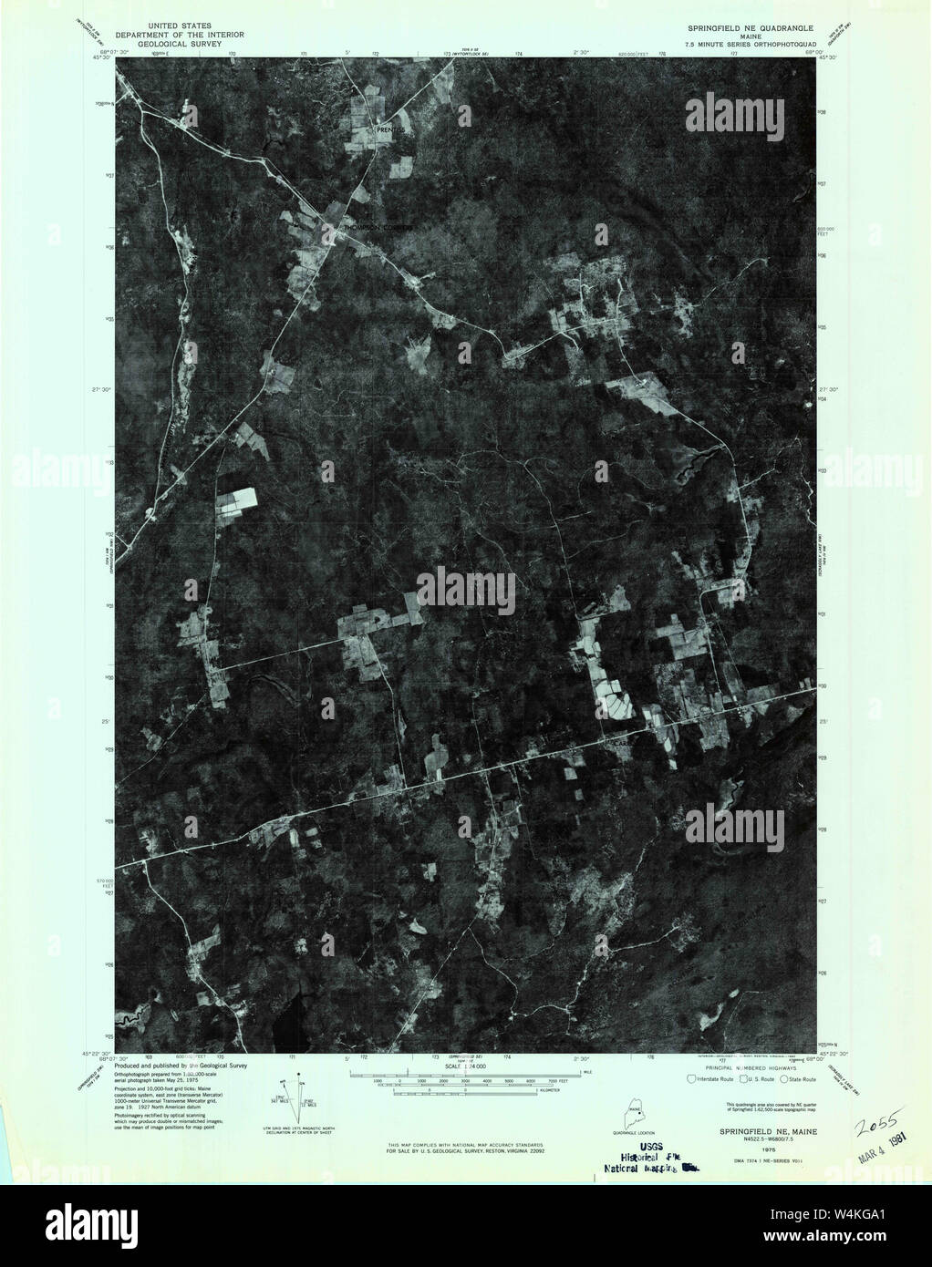 Maine USGS Historical Map Springfield NE 807192 1975 24000 Restoration ...