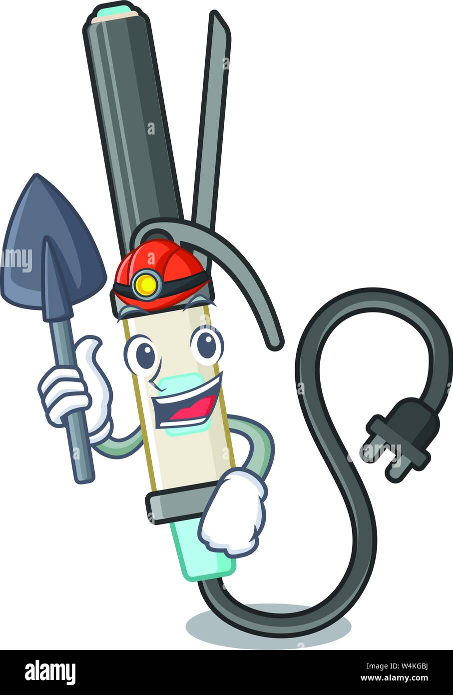 Miner iron curling in the cartoon shape vector illustration Stock ...