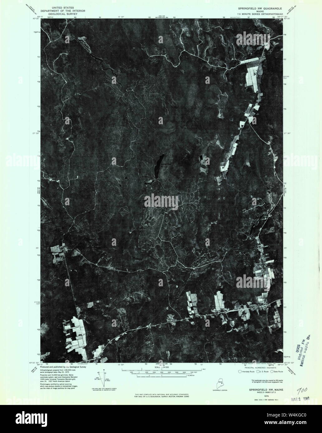 Maine USGS Historical Map Springfield NW 807193 1975 24000 Restoration ...