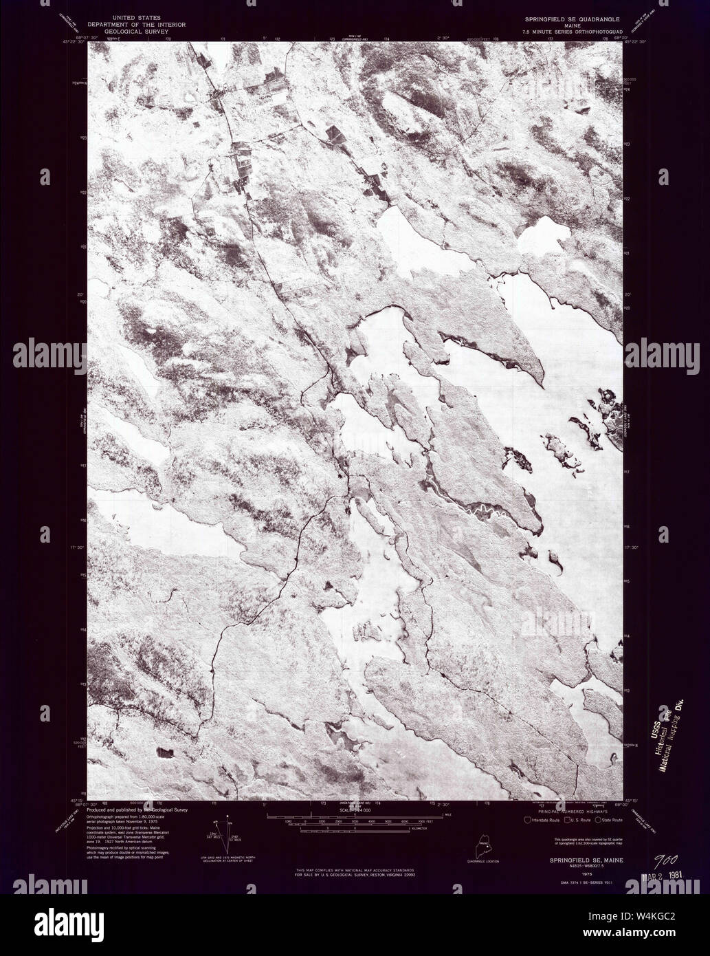 Maine USGS Historical Map Springfield SE 807194 1975 24000 Inversion ...