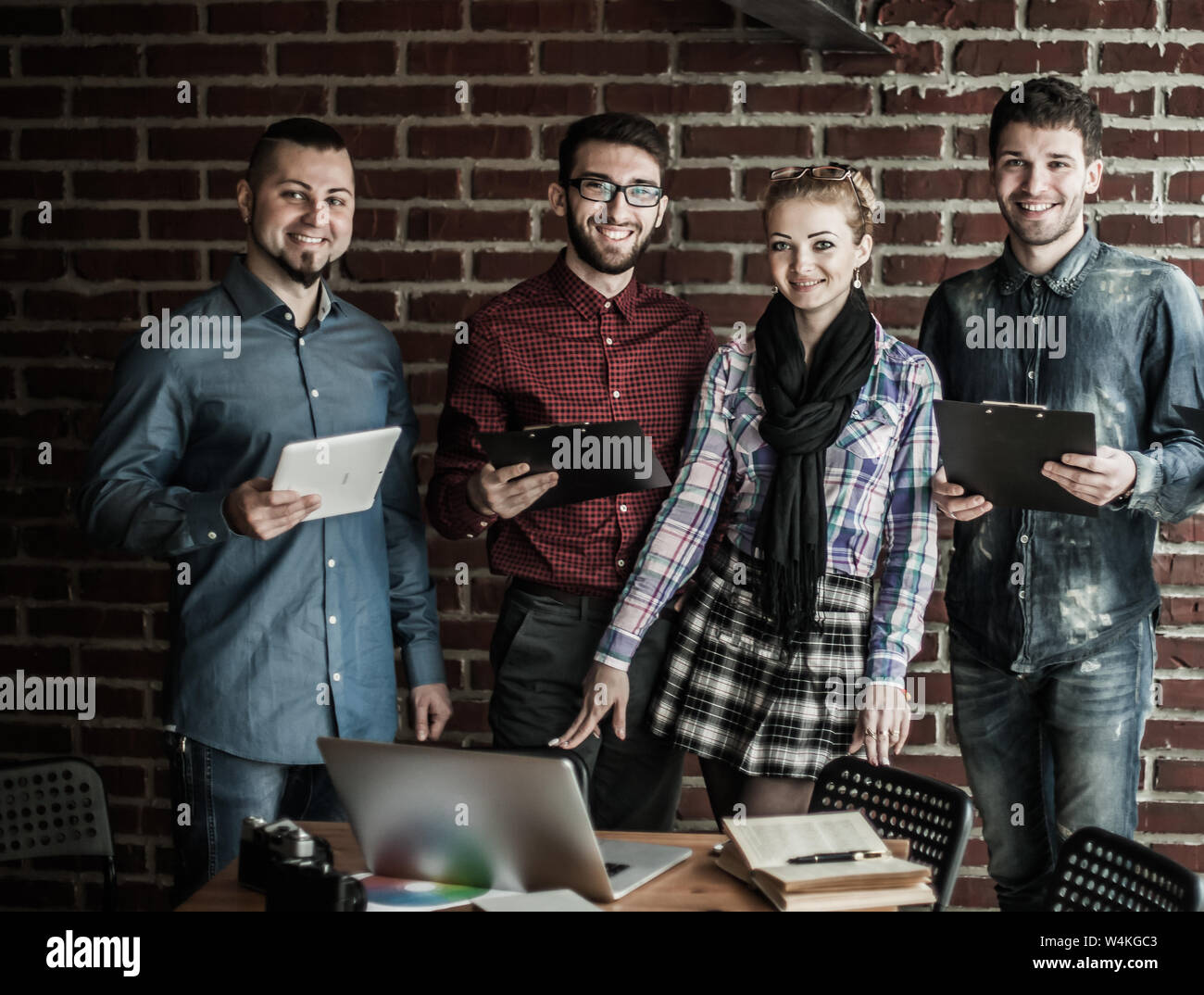 successful business team near the workplace in modern office Stock ...