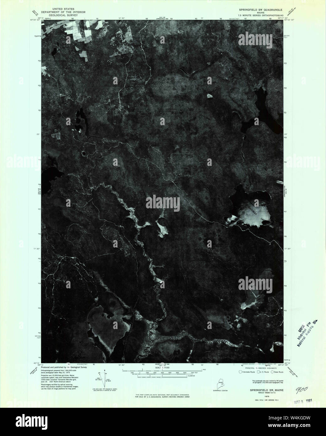 Maine USGS Historical Map Springfield SW 807195 1975 24000 Restoration ...