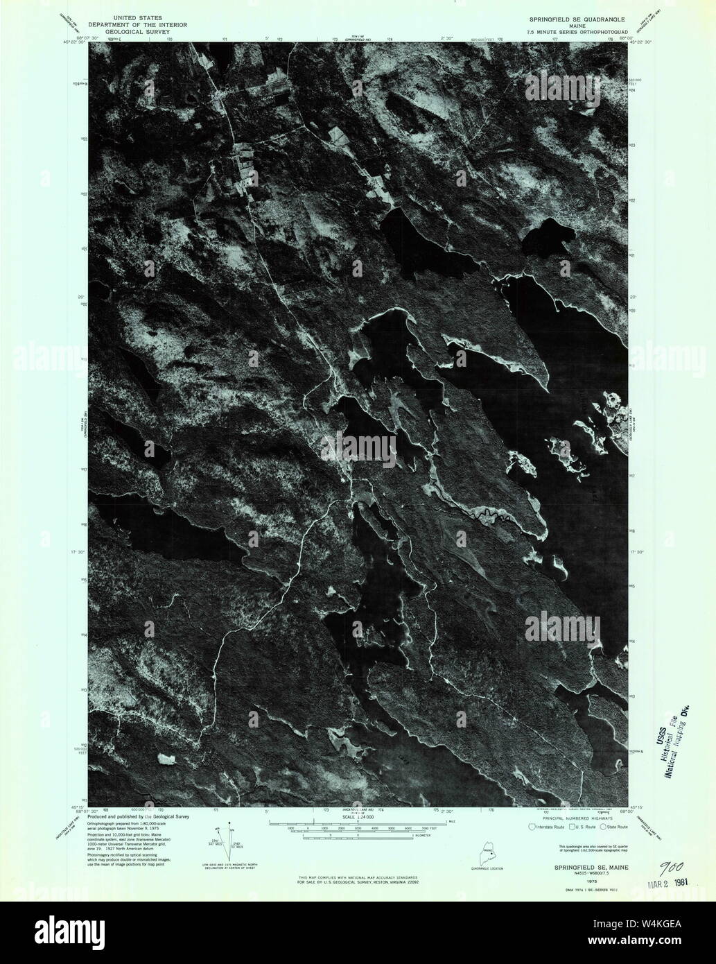 Maine USGS Historical Map Springfield SE 807194 1975 24000 Restoration ...
