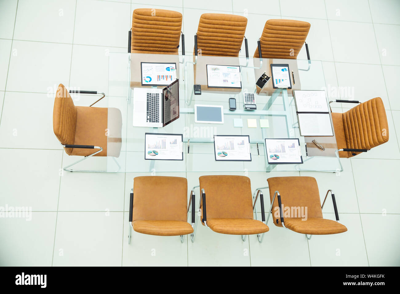 top view - a place for business meetings in the modern conference room ...