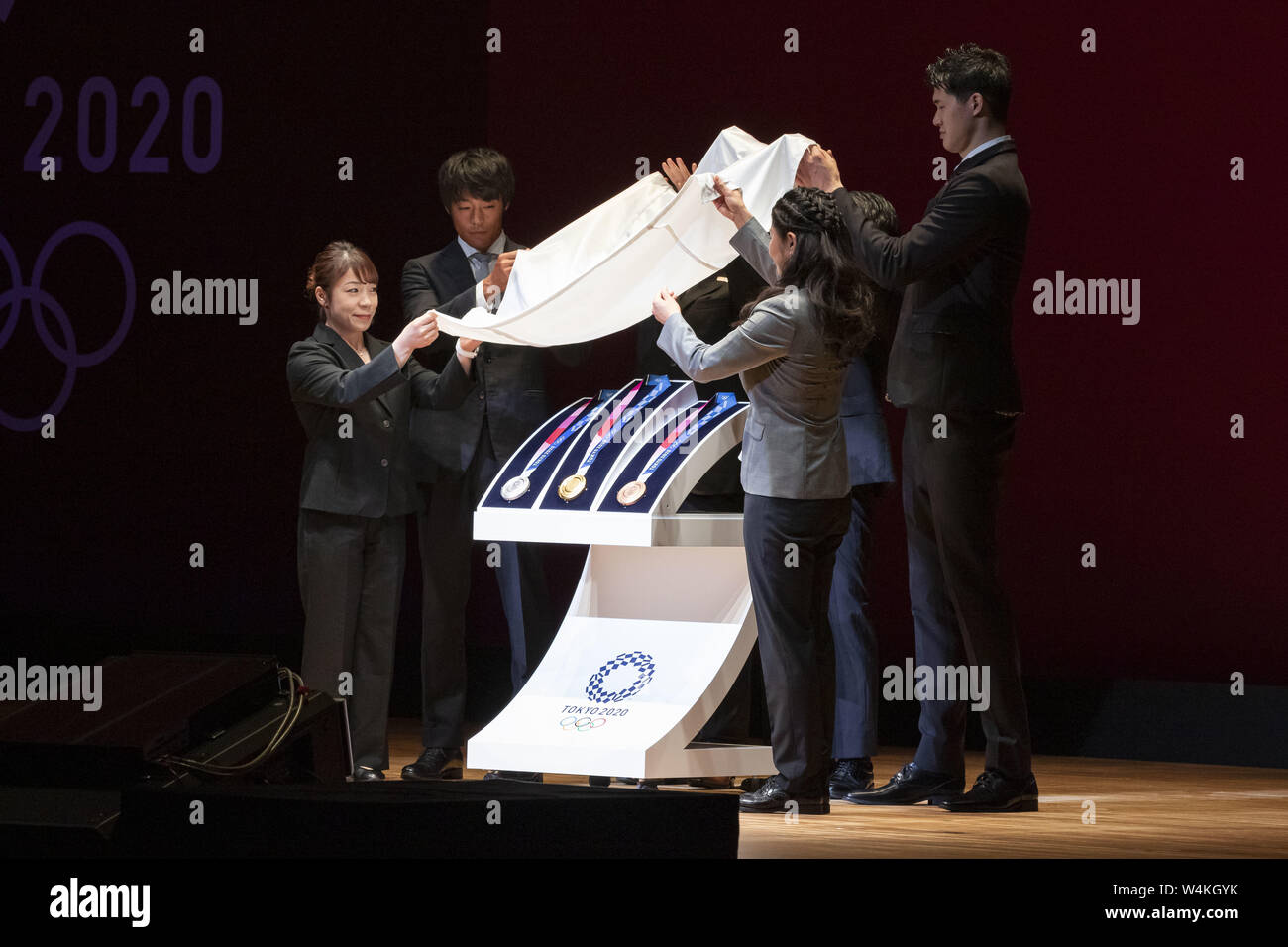 July 24, 2019 - Tokyo, Japan - Japanese athletes unveil the Olympic ...