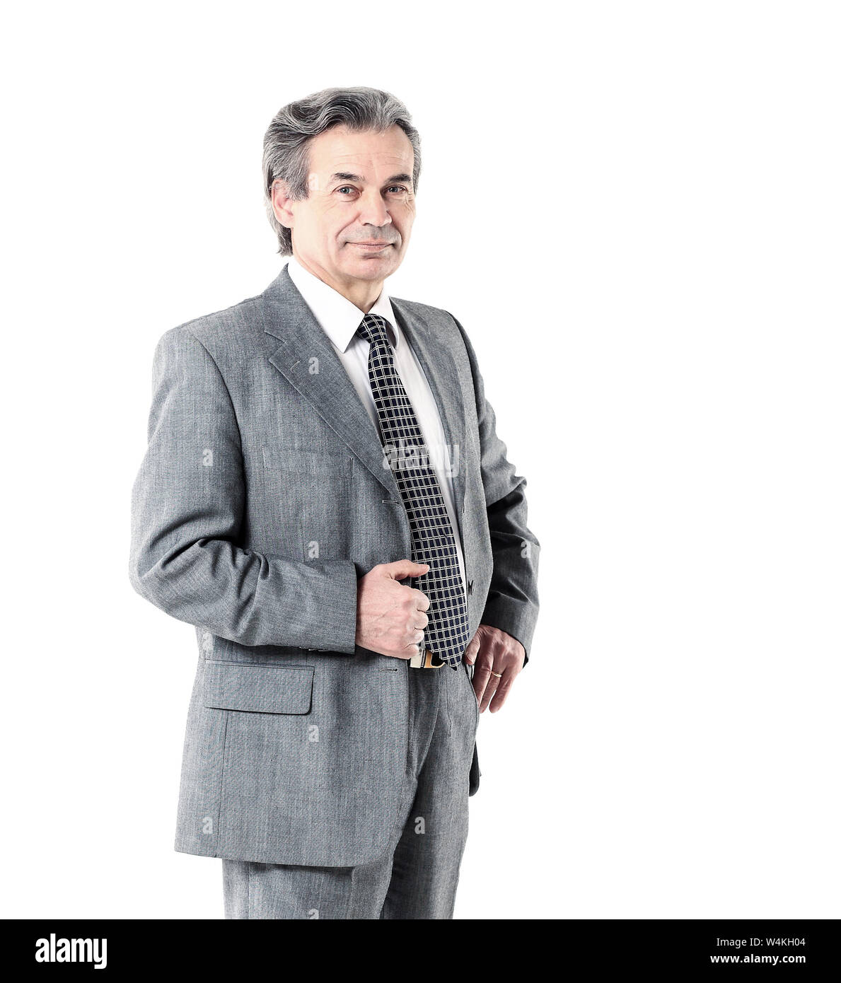 Portrait of an experienced business man of an age isolated on a white ...