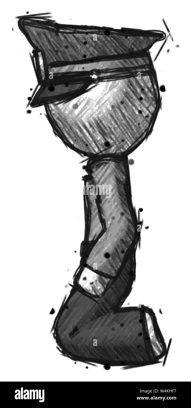 Sketch police man kneeling left Stock Photo - Alamy