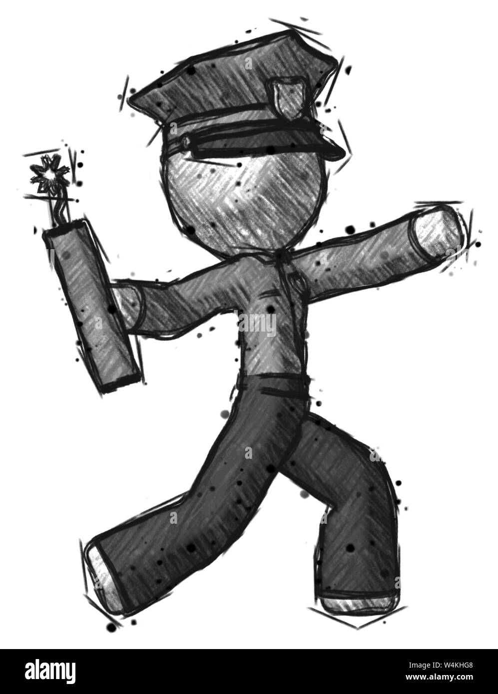 Sketch police man throwing dynamite Stock Photo - Alamy
