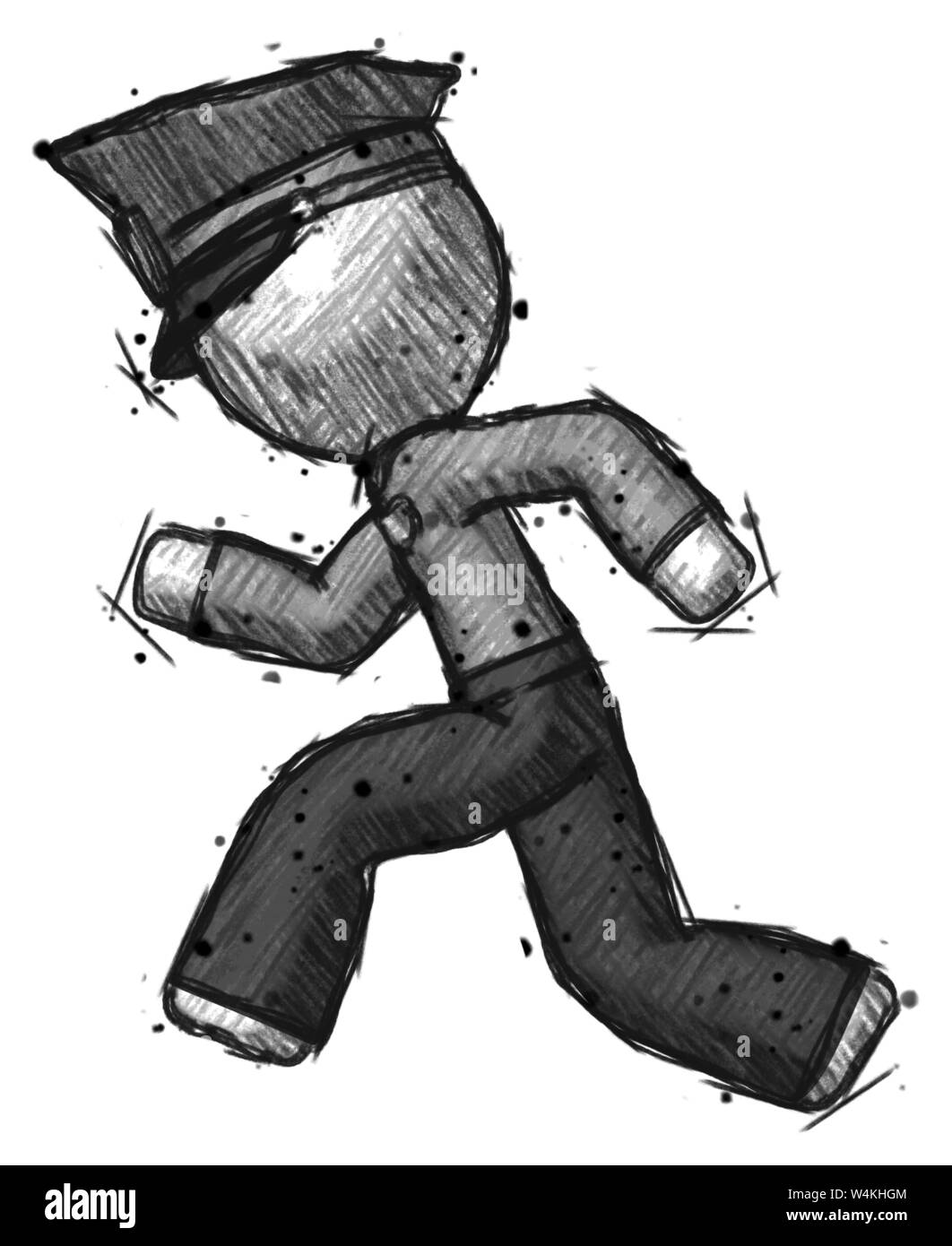 Sketch police man running fast left Stock Photo - Alamy
