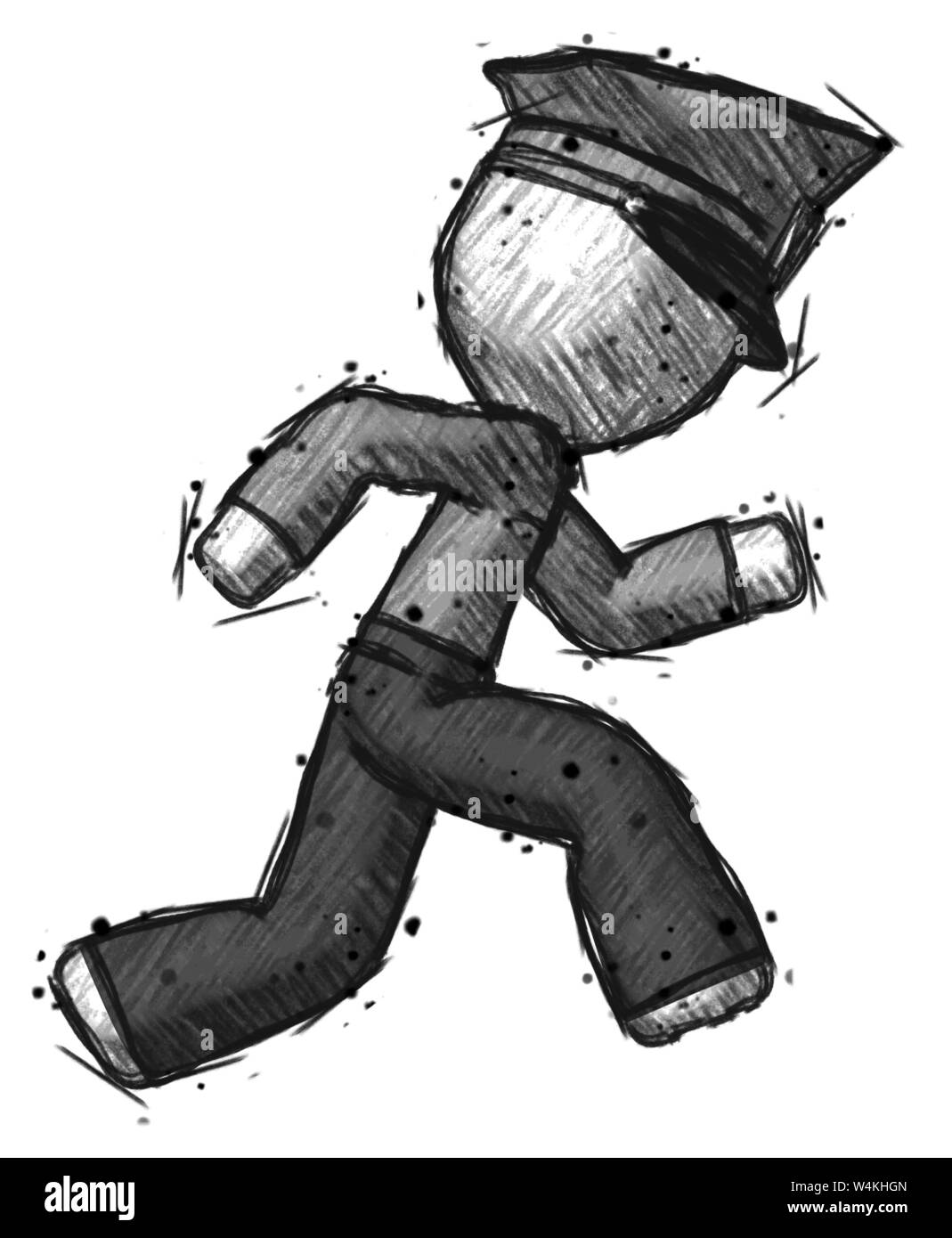 Sketch police man running fast right Stock Photo - Alamy