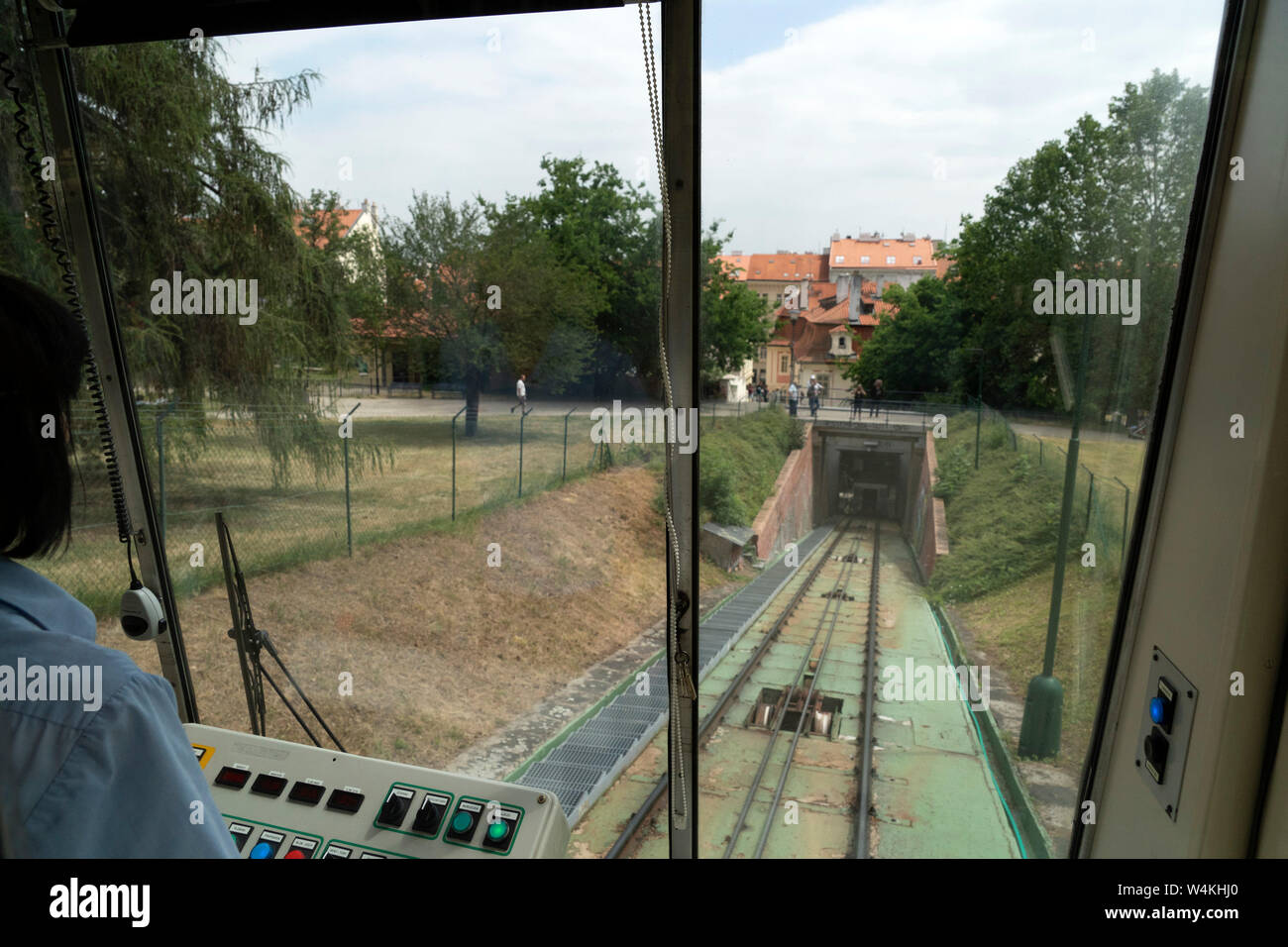 PRAGUE, CZECH REPUBLIC - JULY 15 2019 - Funicular Cable Railway of from ...