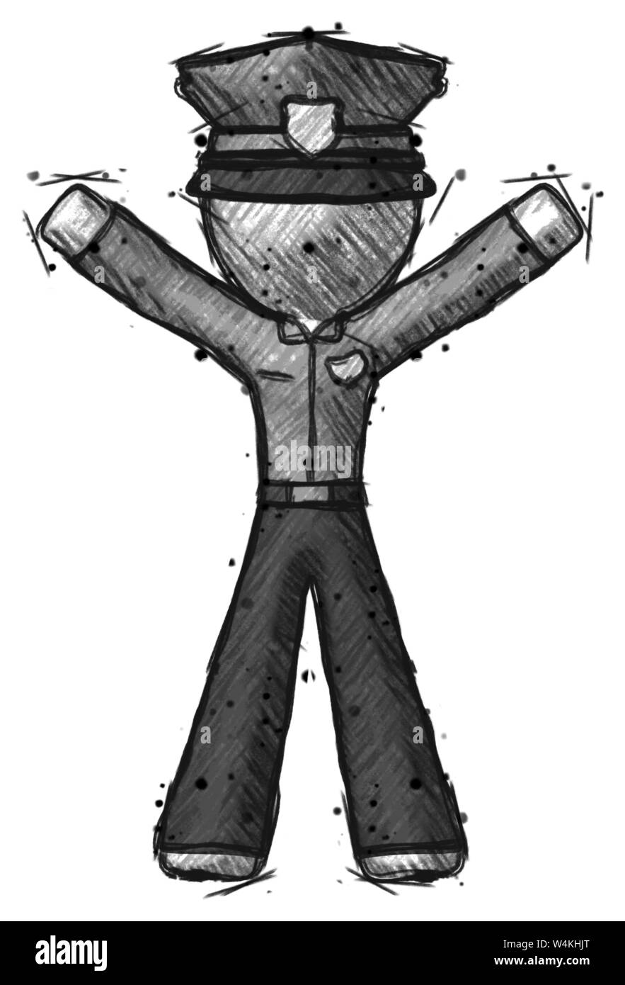 Sketch police man surprise pose, arms and legs out Stock Photo - Alamy