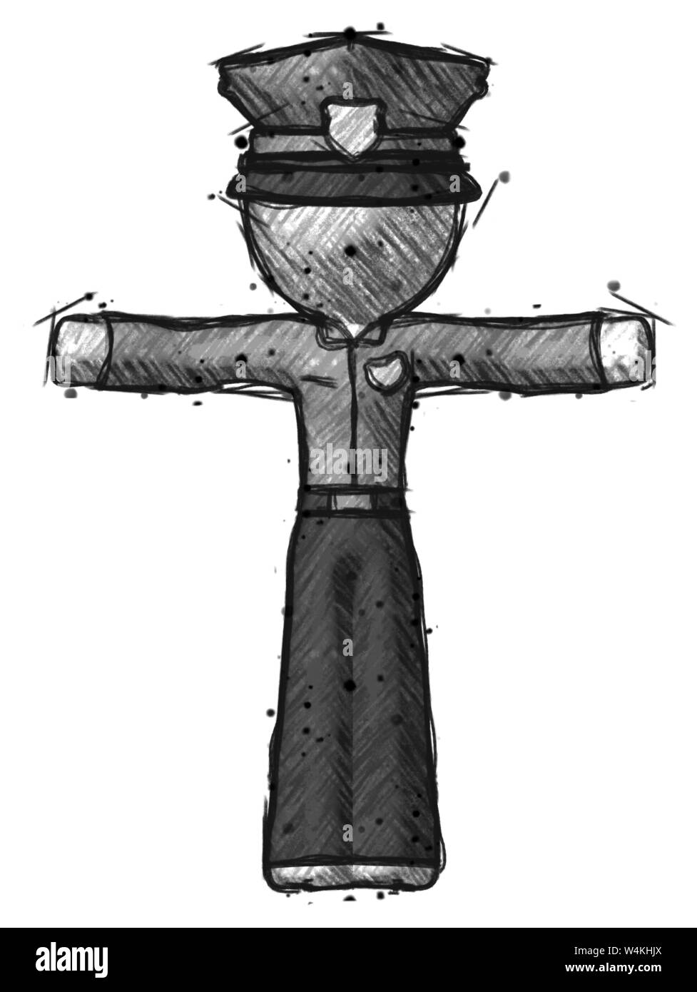 Sketch police man t-pose arms up standing Stock Photo - Alamy