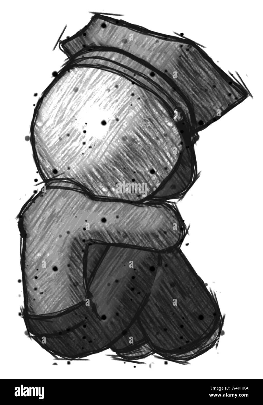 Sketch police man sitting with head down back view facing right Stock ...