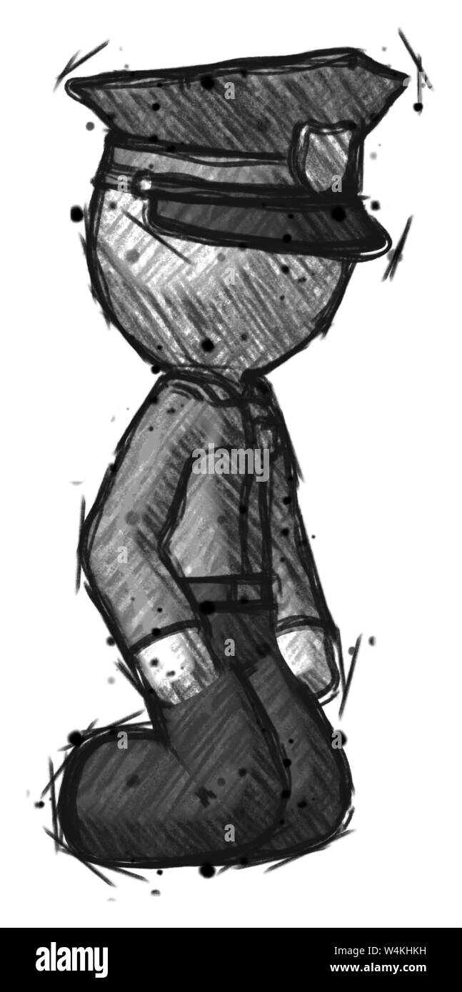 Sketch police man kneeling angle view right Stock Photo - Alamy