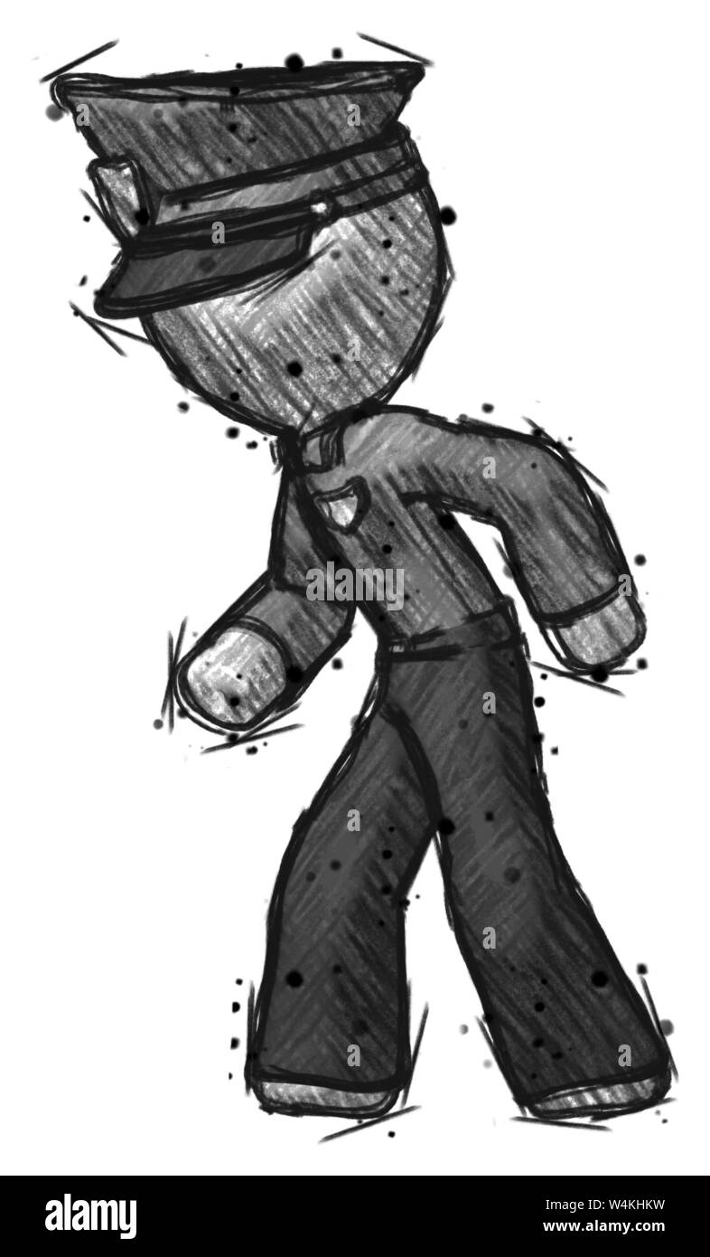 Sketch police man suspense action pose facing left Stock Photo - Alamy