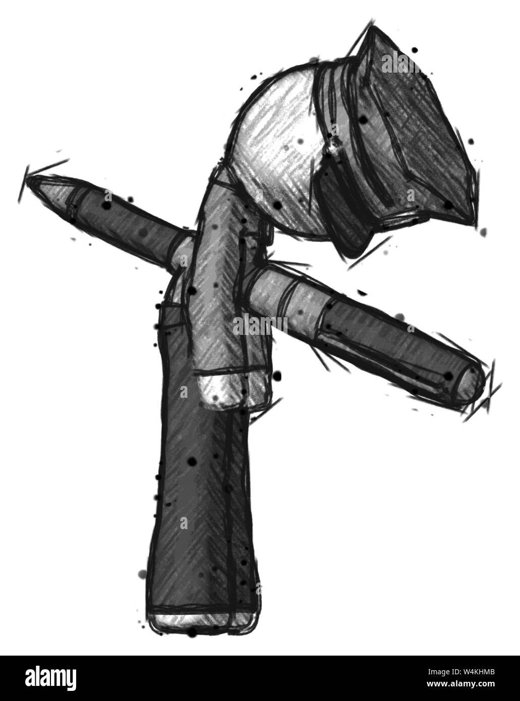 Sketch police man impaled through the chest with a giant pen Stock ...