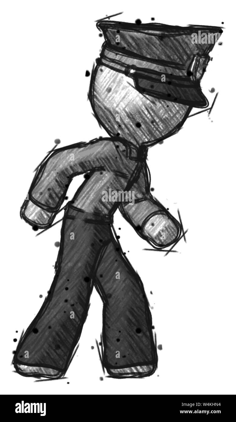 Sketch police man suspense action pose facing right Stock Photo - Alamy