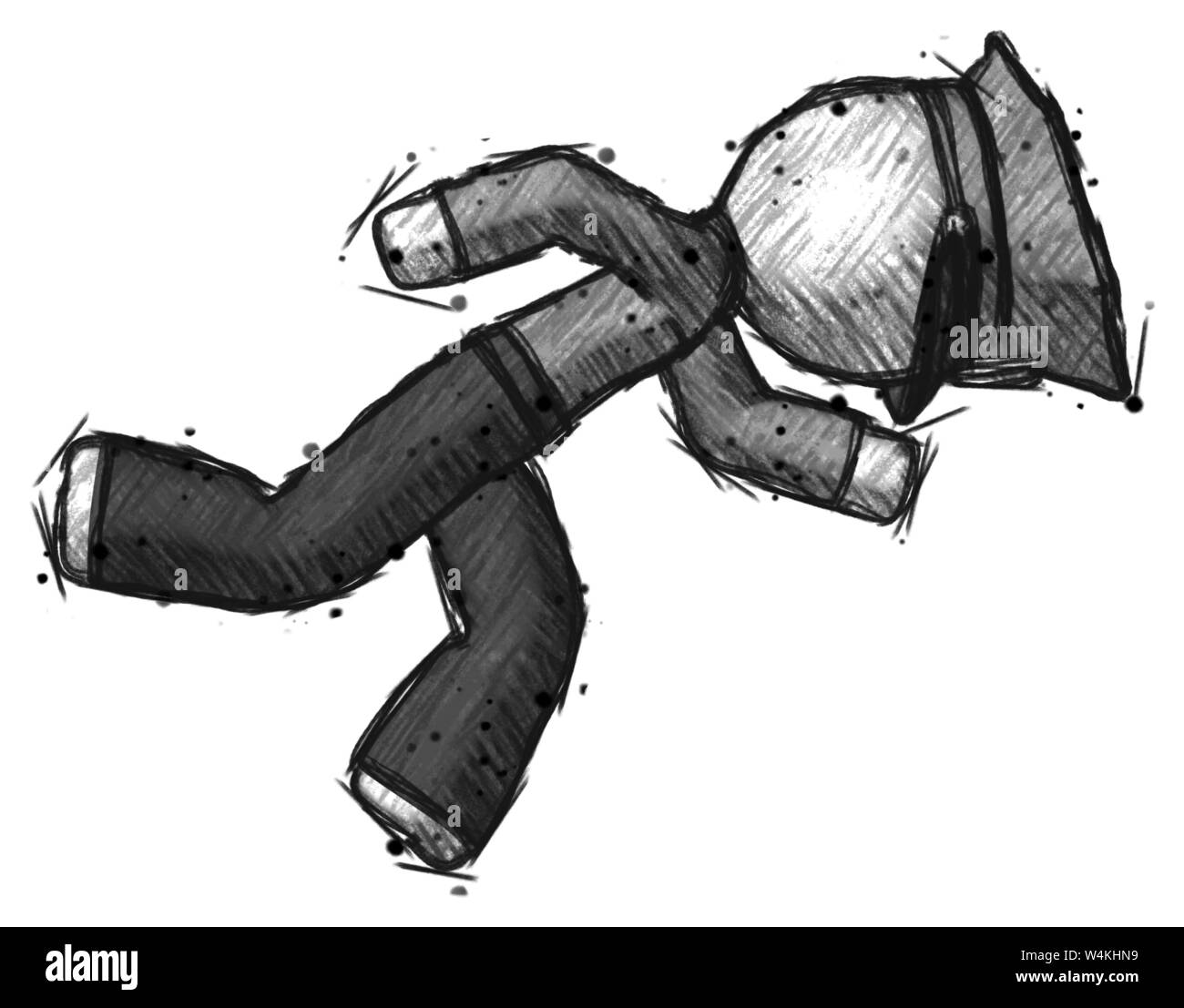 Sketch police man running while falling down Stock Photo - Alamy
