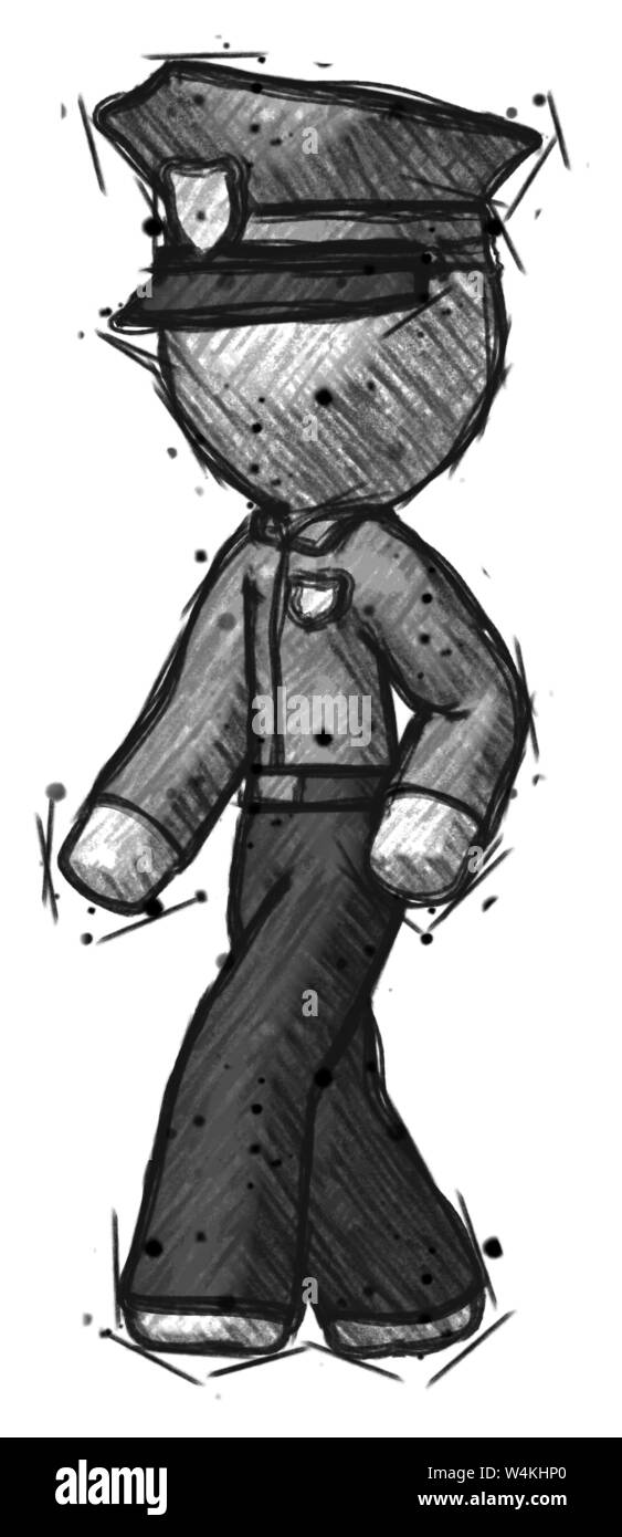 Sketch police man man walking turned left front view Stock Photo - Alamy