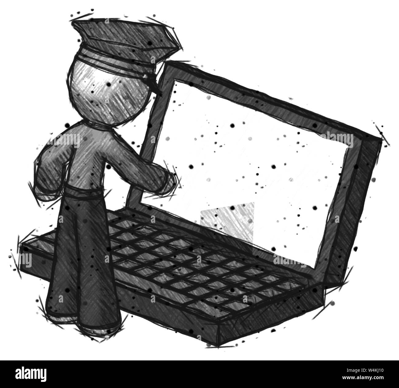Police officer with laptop Black and White Stock Photos & Images - Alamy