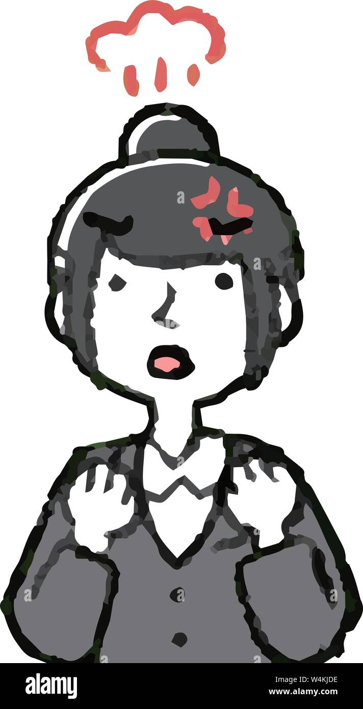 This is a illustration of a job-hunting girl student face and pose ...