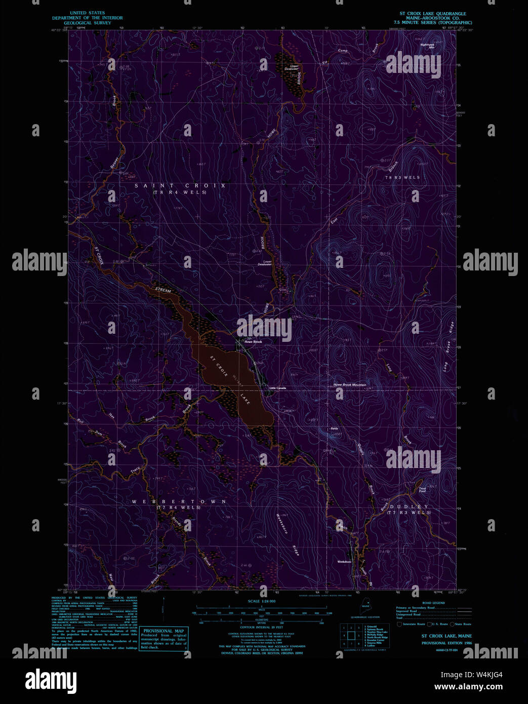 Maine USGS Historical Map St Croix Lake 103001 1986 24000 Inversion ...