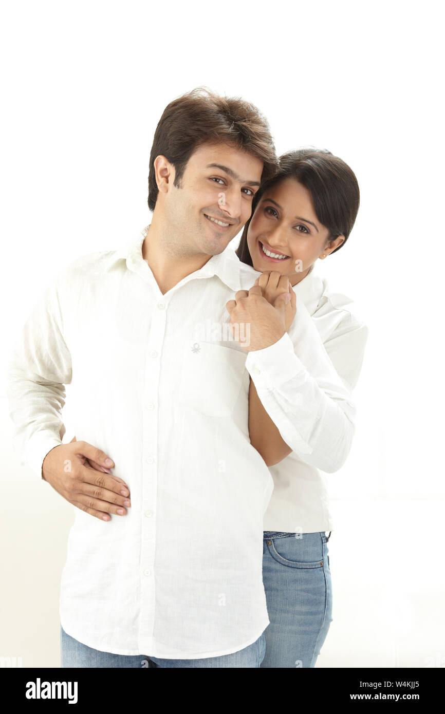 Man woman smiling at camera cut out hi-res stock photography and images ...