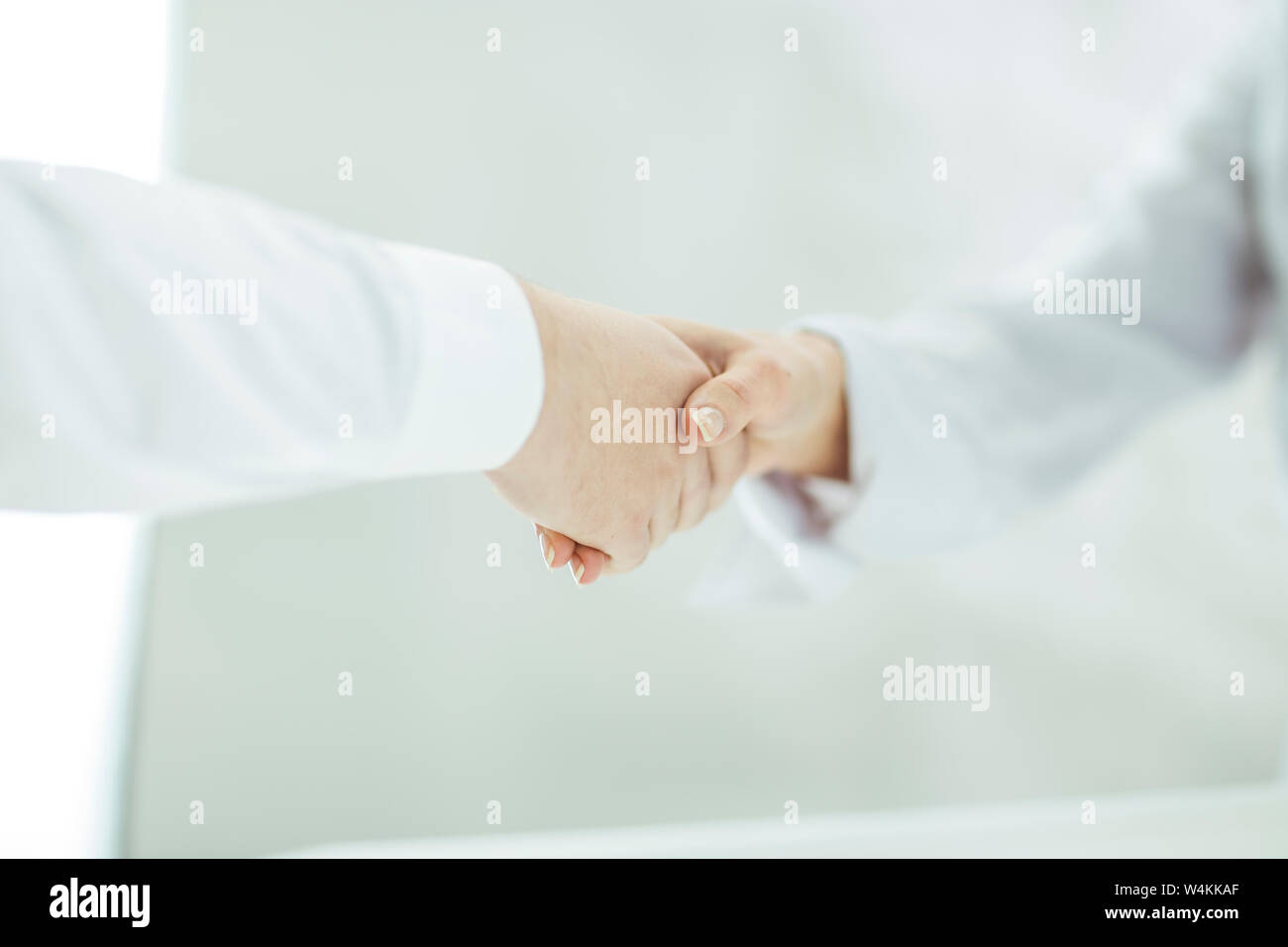 handshake Manager and client on a background of bright office .the ...