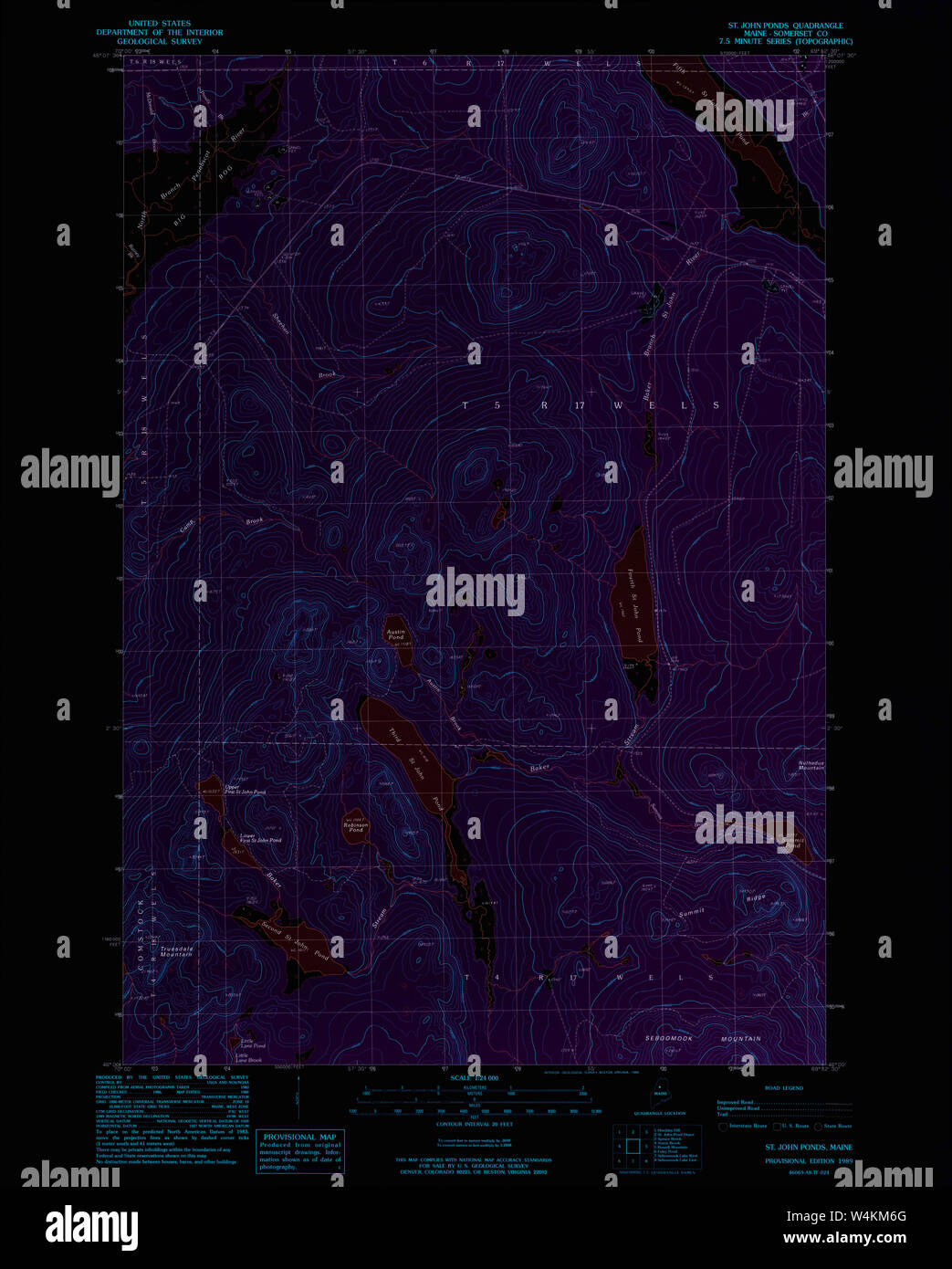 Maine USGS Historical Map St John Ponds 103004 1989 24000 Inversion ...