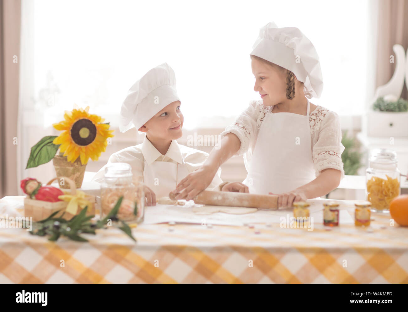 happy little children in the form of a chef to prepare delicious Stock ...