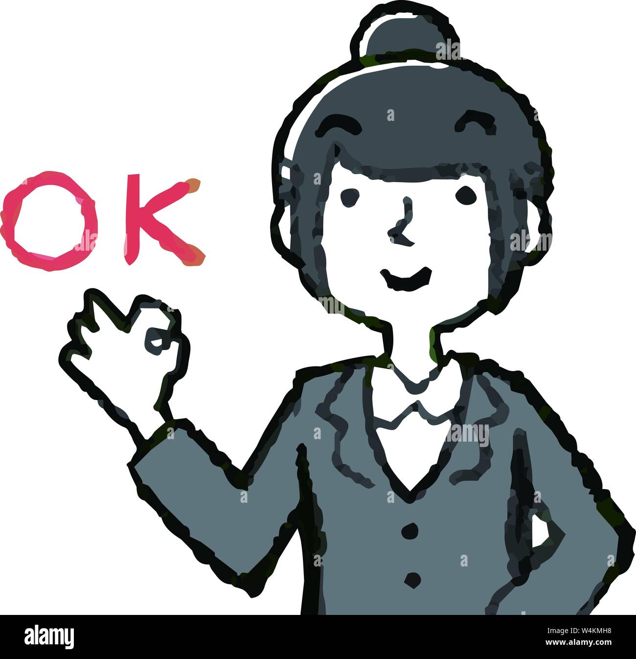 This is a illustration of a job-hunting girl student face and pose ...
