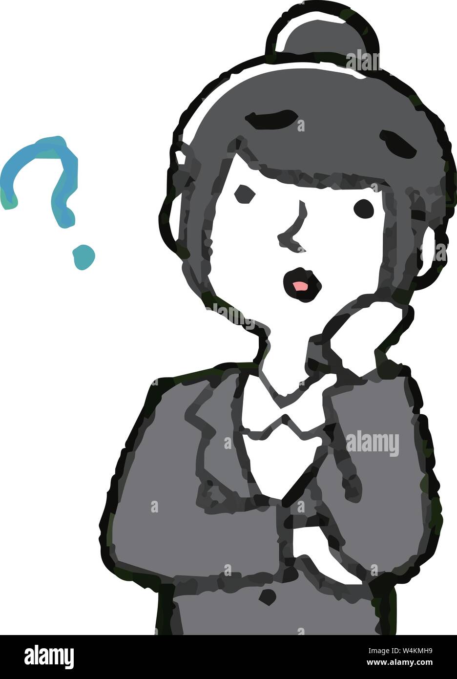 This is a illustration of a job-hunting girl student face and pose ...