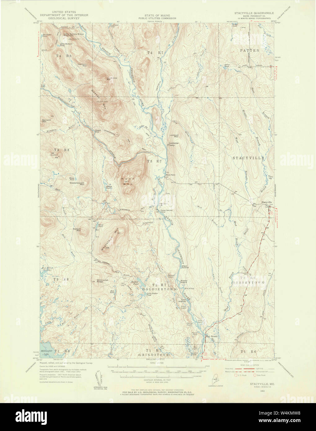 Maine USGS Historical Map Stacyville 306798 1953 62500 Restoration ...