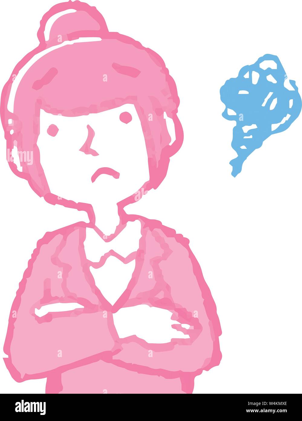 This is a illustration of a job-hunting girl student face and pose ...