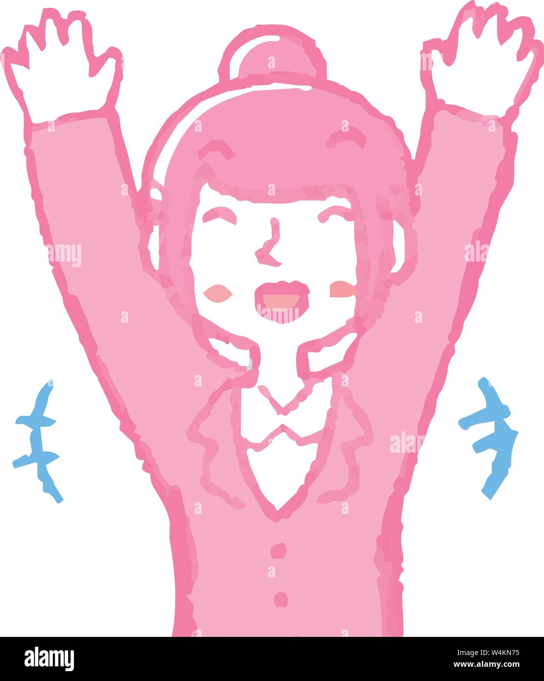 This is a illustration of a job-hunting girl student face and pose ...